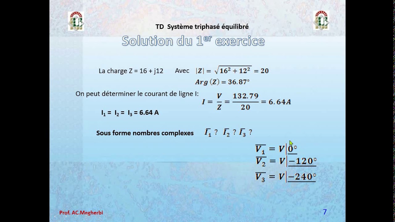 TD 4 Système triphasé équilibré EX1- 24 02 2021 - YouTube