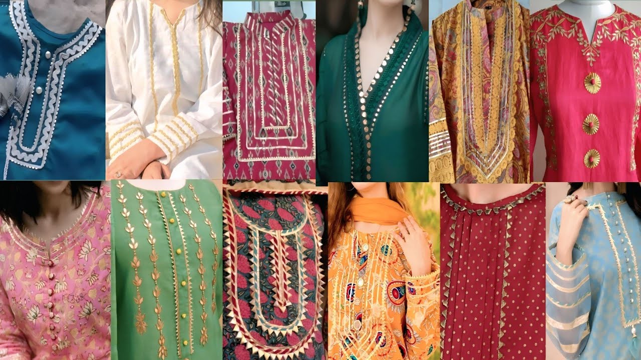 Gotta Patti Neck Designs 2025 || Gota Lace Neck Design || Gota Kinari ...