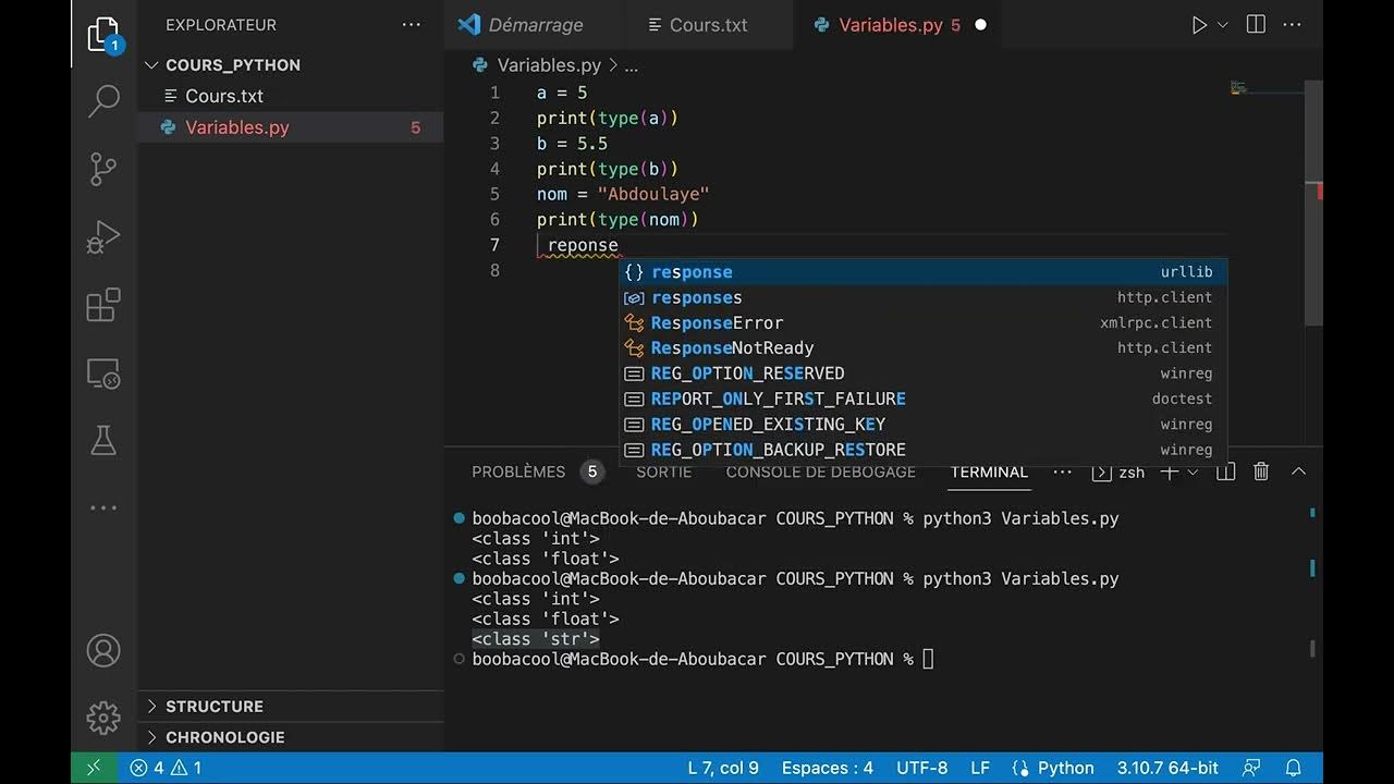 Cours Python #2 les variables - YouTube