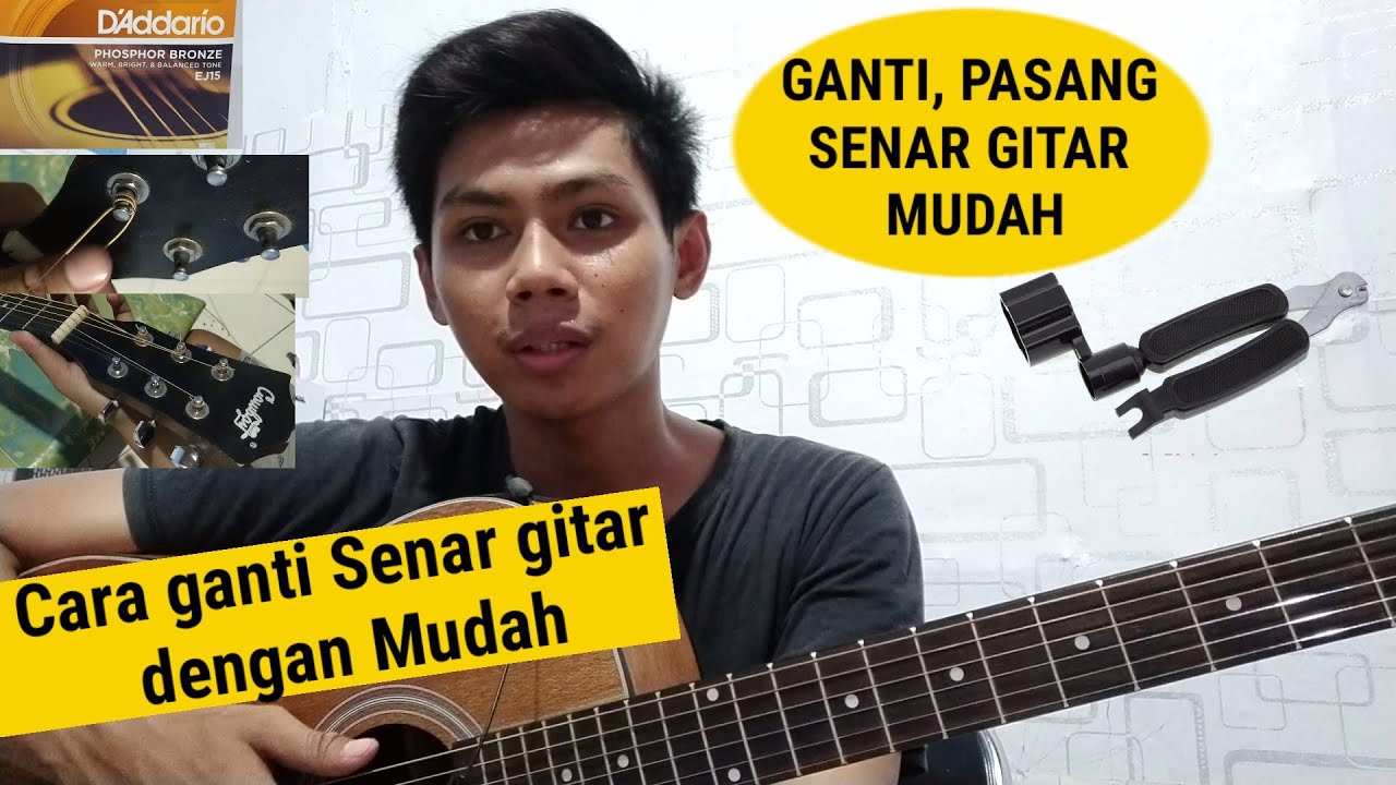 Cara memasang senar gitar Mudah (dengan alat bantu string winder) - YouTube