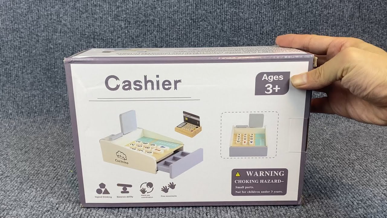 ASMR Unboxing: Wooden Cashier Toy Set – Fun Play - YouTube