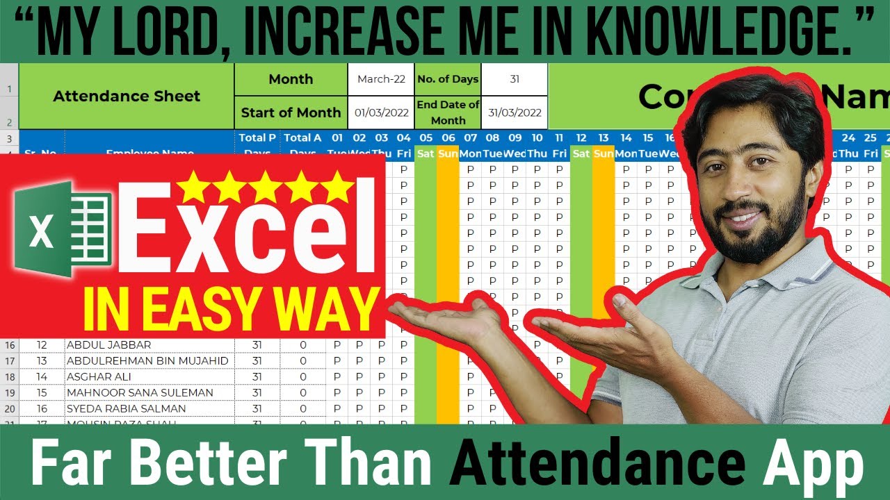 Fully Automated Attendance Sheet in Excel | Attendance Sheet for ...