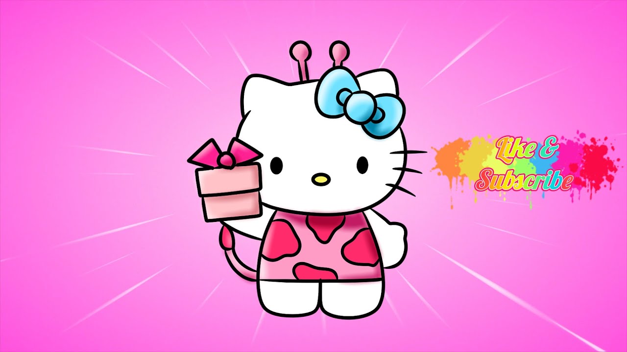 How to Color Hello Kitty Giraffe coloring video @drawtube28 - YouTube