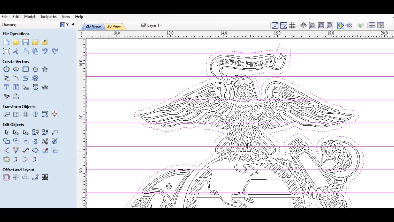 How to create offsets for custom CNC Flag designs - YouTube