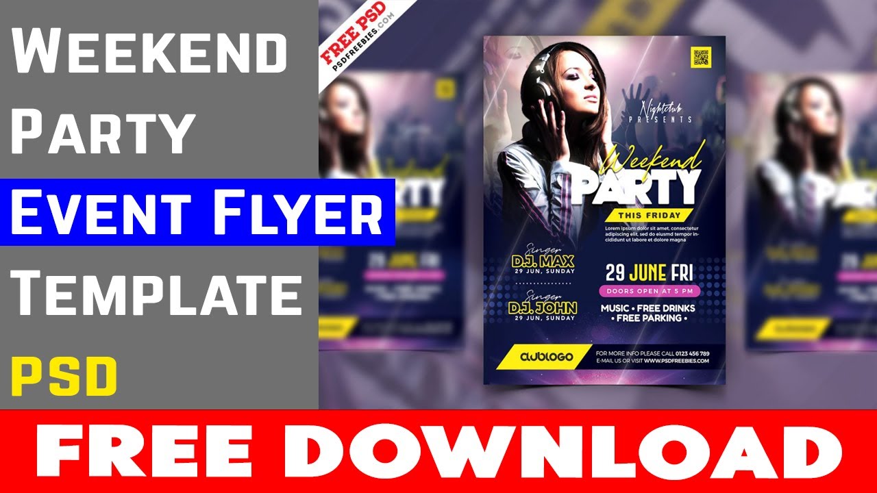 Weekend Party Event Flyer Template PSD Free Download | Multidownload ...