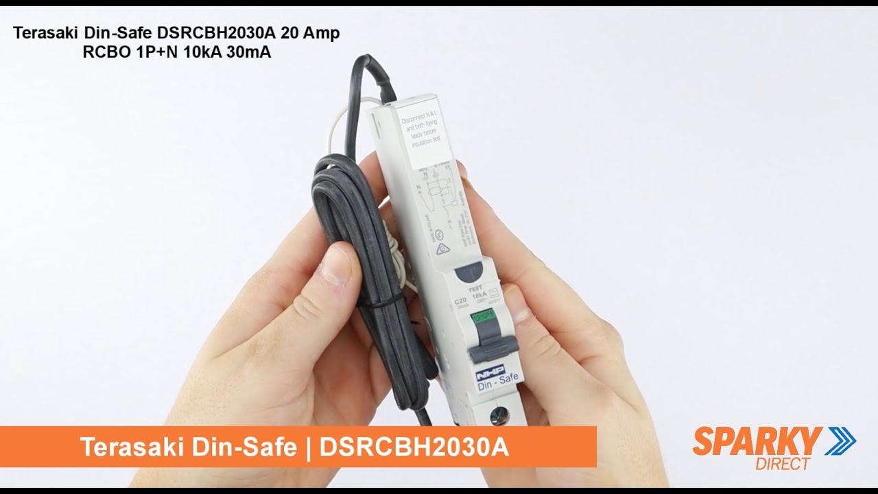 Terasaki Din-Safe DSRCBH2030A | 20 Amp RCBO 1P+N 10kA 30mA - YouTube