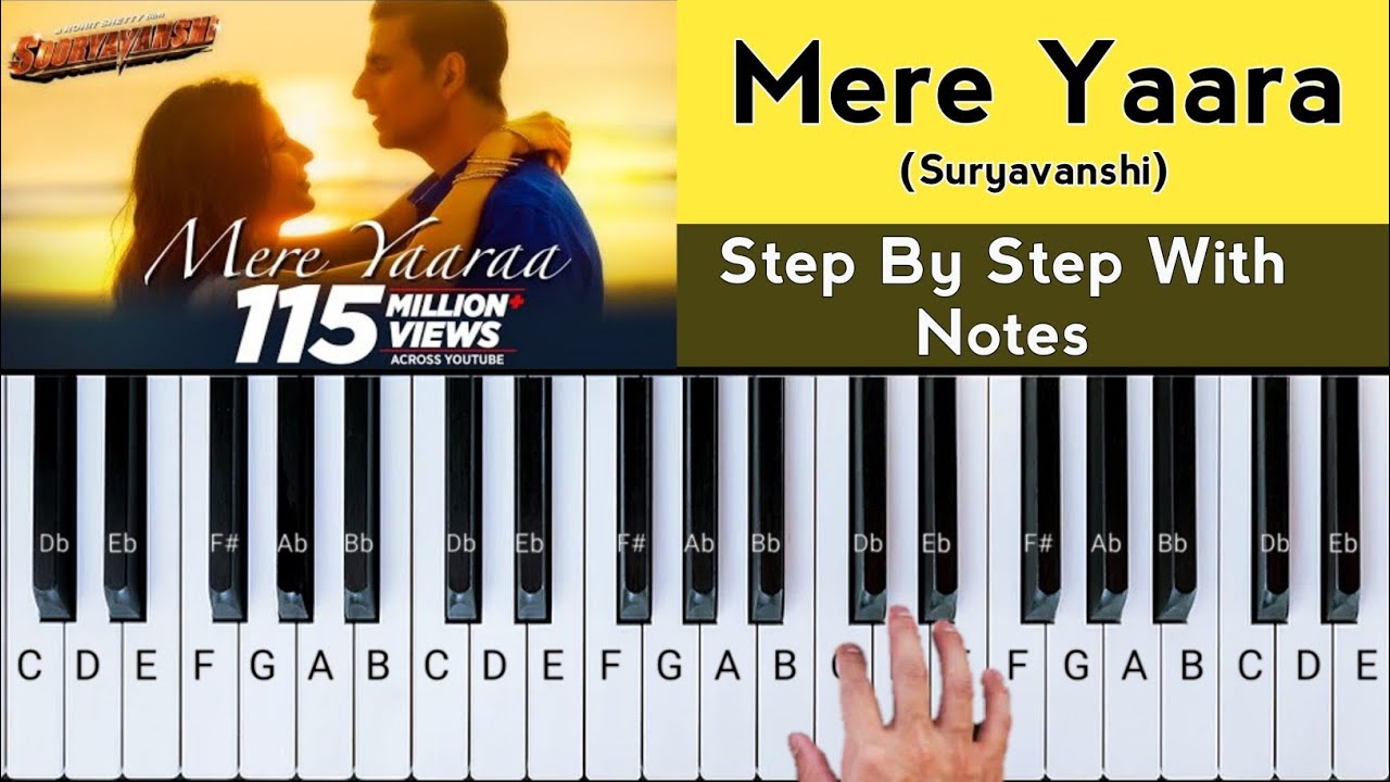 Mere Yaara Piano Tutorial | Step By Step With Notes On Real Piano - YouTube