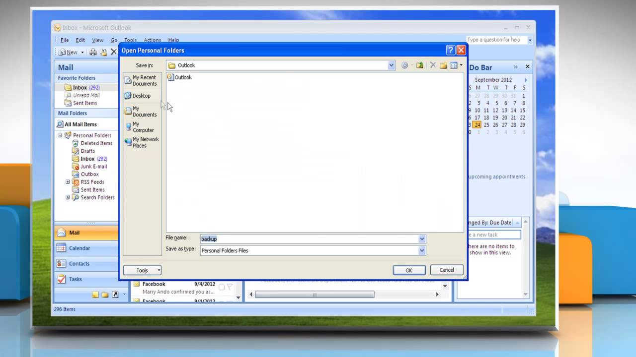 Outlook 2007: Export and import PST files in Windows® XP - YouTube
