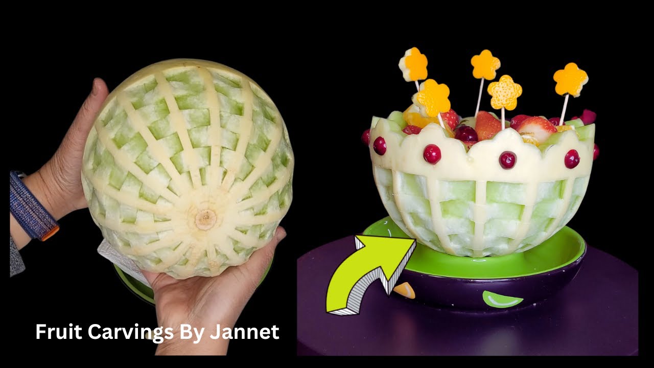 Fruit Carving: How To Carve A Basket Weave Pattern - YouTube