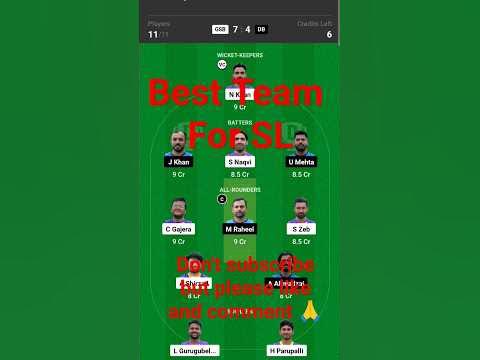 GSB vs DB Dream11 Team/GSB vs DB Dream11/ECS GSB vs DB Dream11 Team Today Match Prediction # ...