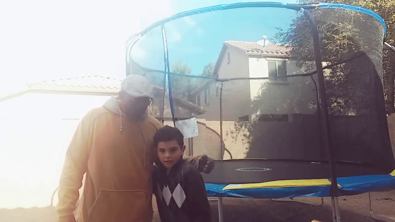 My new tramp- belly flop, front flip and back flip kaboom challange ...