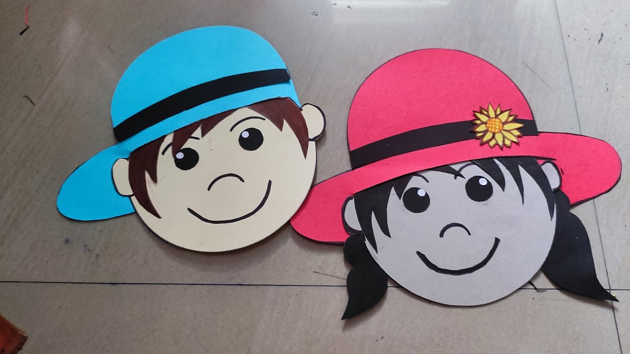 Cute Boy and Girl in hats with paper | Summer Camp Craft | making kids ...
