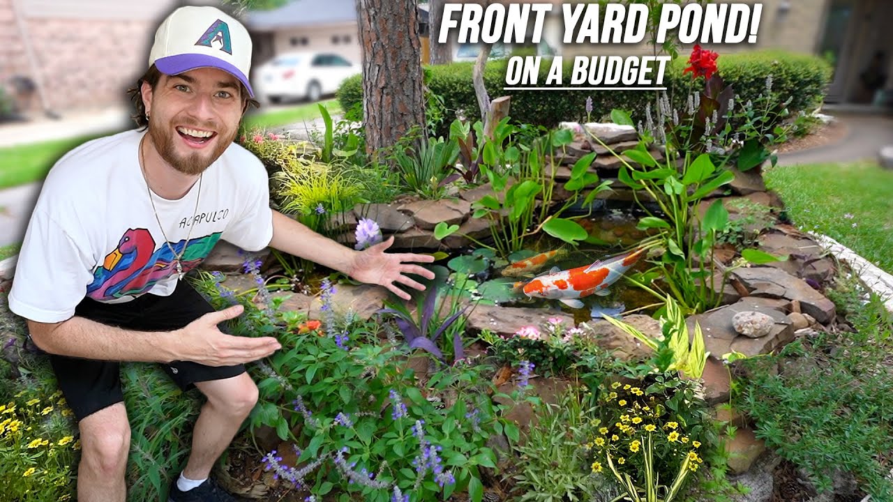 How To Build A Front Yard POND On A BUDGET!! DIY Natural Fish Pond ...