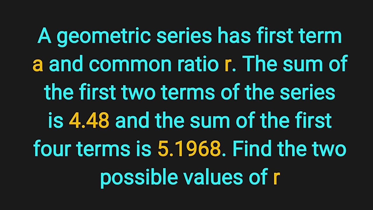 Geometric Progression Puzzle: Solving for the Common Ratio in a Series ...
