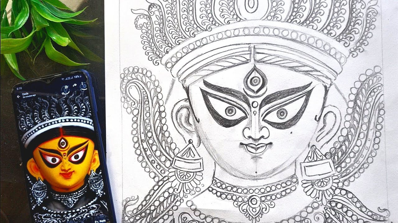 Maa Durga Drawing with easy steps || Devi Durga oil pastel drawing ...