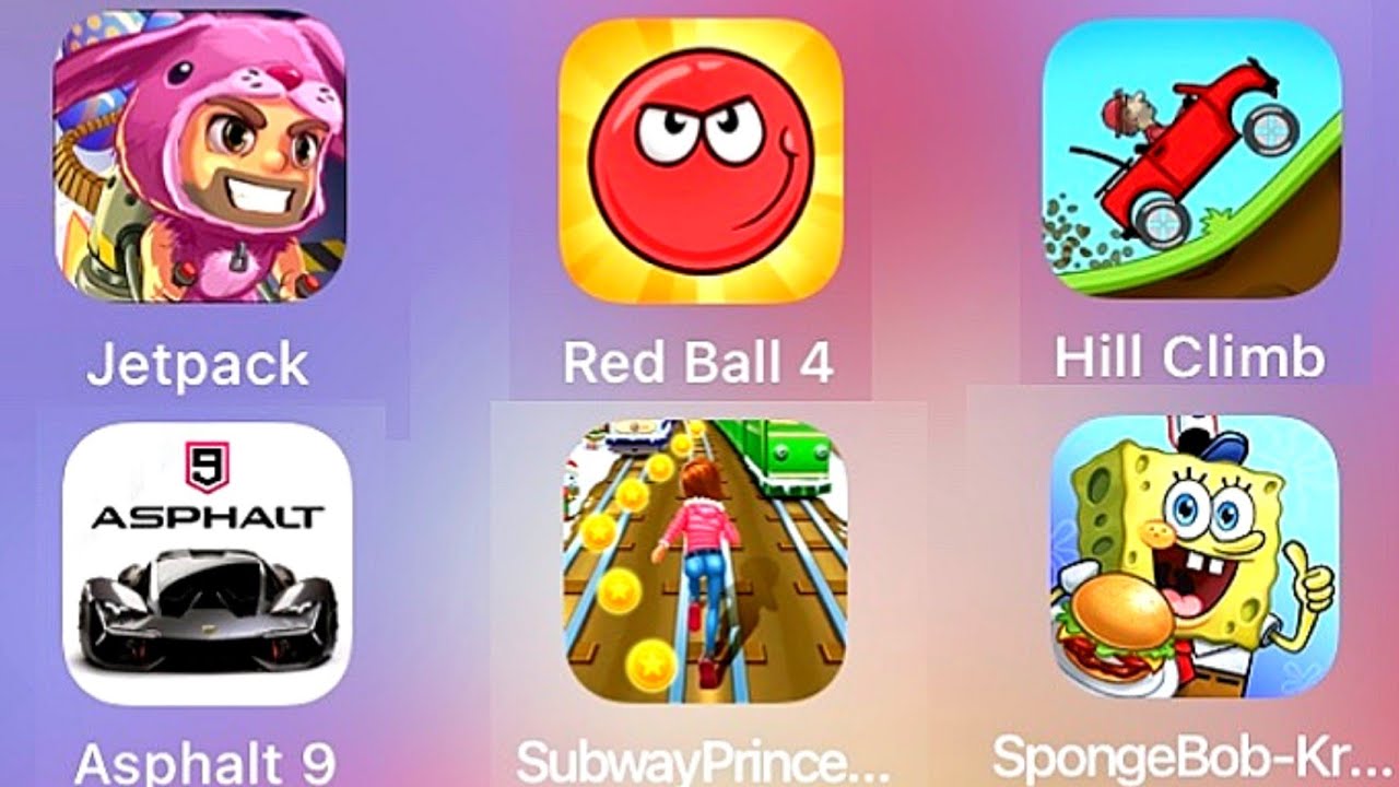 JetPack,Red Ball 2,Hill Climbing 2,Asphalt 9,Subway Princess Runner ...