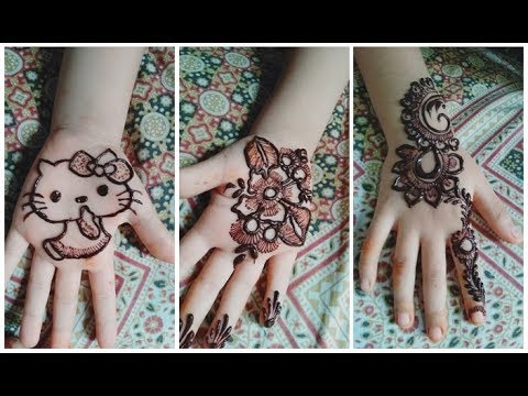 DIY Simple Mehndi Ideas for Little Girls Hand - Kitty Shape Tattoo ...