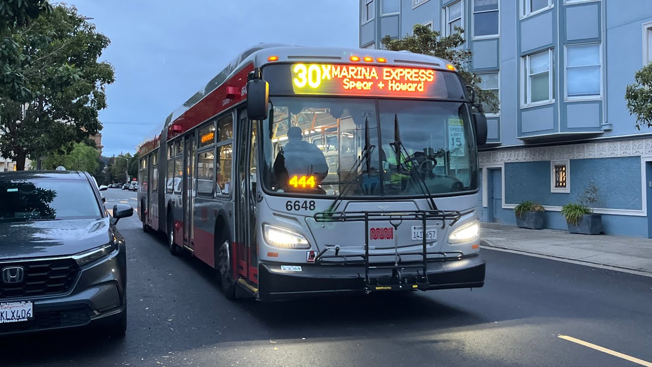 ⁴ᴷ⁶⁰ NEW ROUTE | SF MUNI #6648 on 30X Marina Express (to Spear + Howard ...