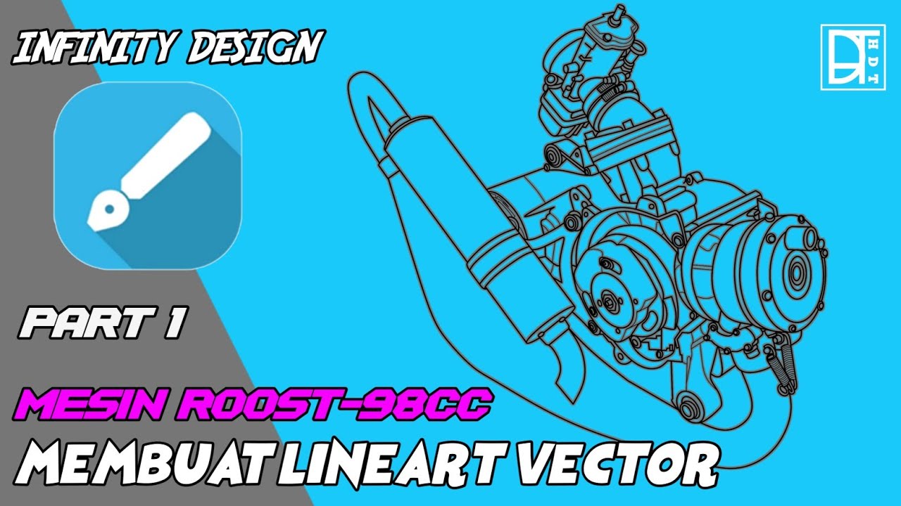 membuat vector mesin motor roost-98cc bagian lineart // part 1 - YouTube