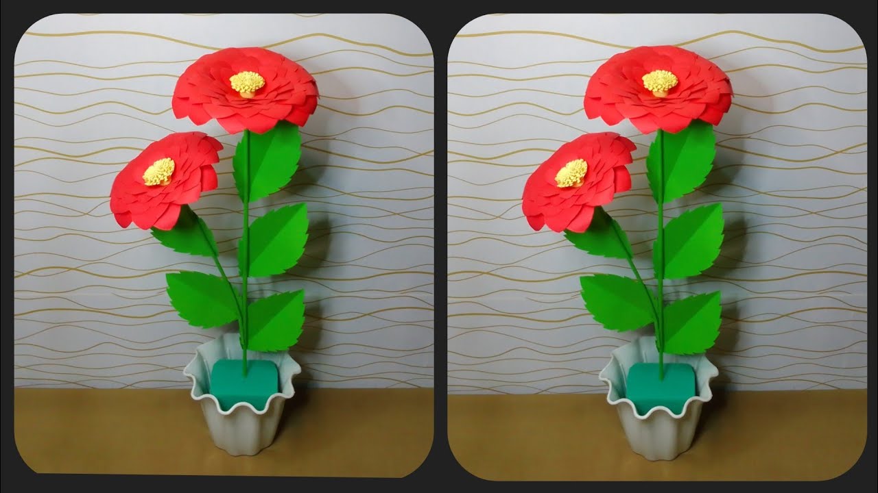 cara membuat bunga hias dari kertas | DIY room decor flower - YouTube