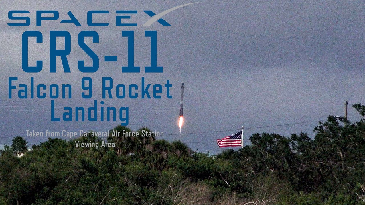 SpaceX CRS 11 Rocket Landing With Sonic Boom - YouTube
