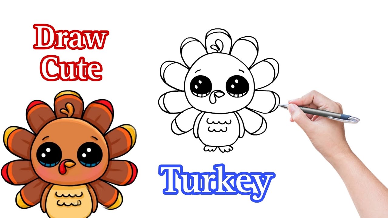 How To Draw A Cute TURKEY Clipart,To Draw step by step, DL cute things ...