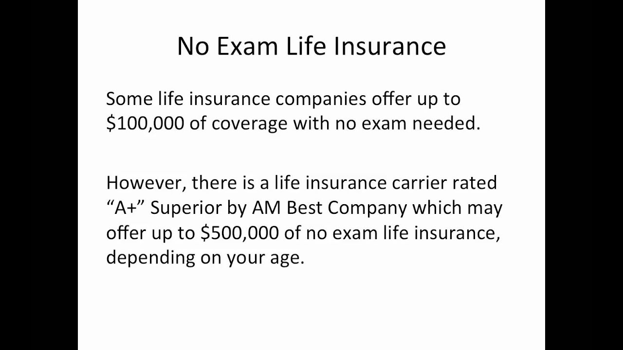 No Exam Life Insurance - YouTube