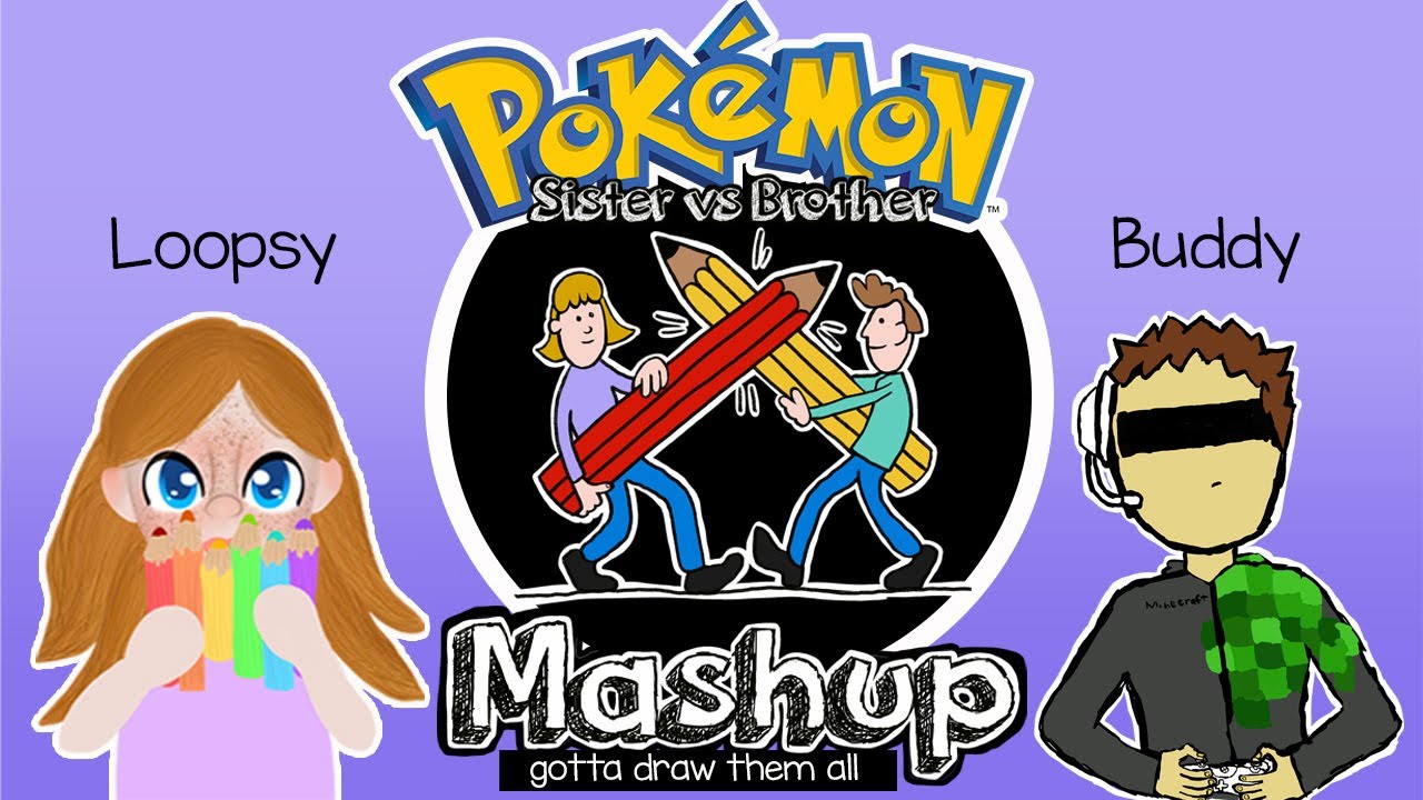 Pokemon mashup DRAWING - ft. sister vs brother challenge - YouTube