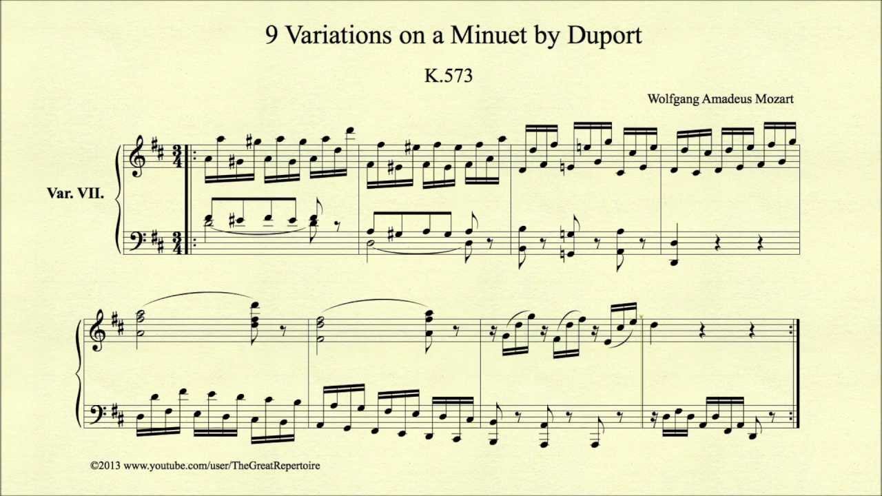 Mozart, 9 Variations on a Minuet by Duport, K 573, Var VII - YouTube