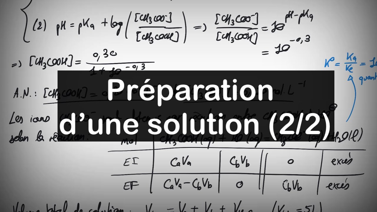 🧑‍🔬 Préparation d’une solution tampon (exercice 3 question 2) - YouTube