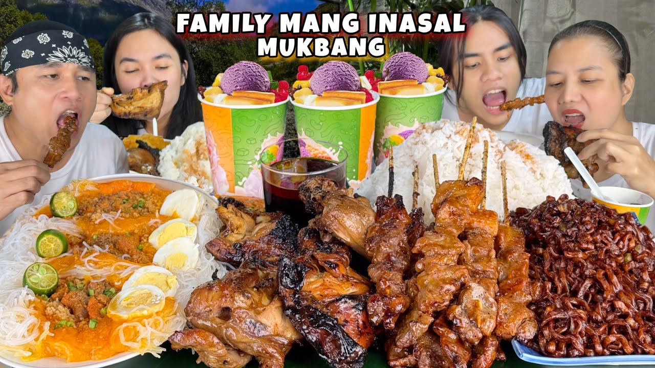 Family Mang Inasal Mukbang ( Inasal Chicken, Pork Bbq, Palabok, Halo ...