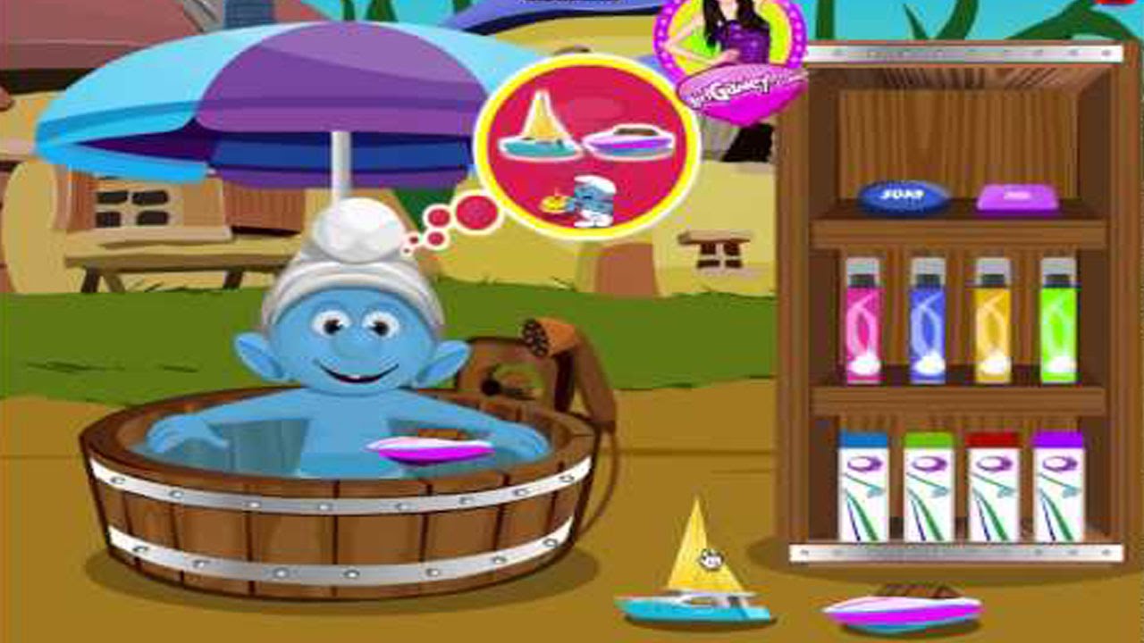 Bañar a Baby Pitufo - Bebé Pitufo - Baby Games - YouTube