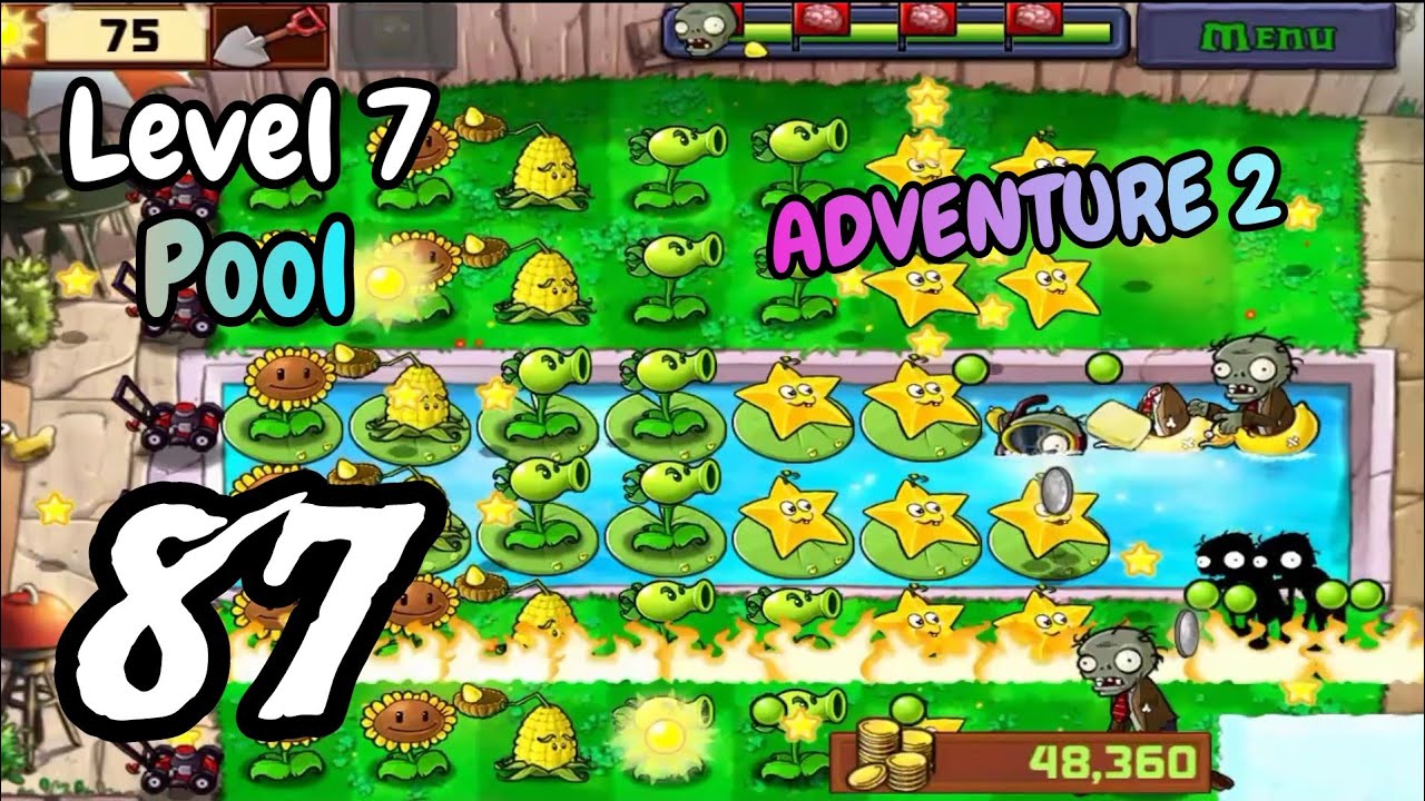 REPEATER vs Zombies 🧟‍♂️ ADVENTURE 2 Pool Level 7 "Plants vs. Zombies ...
