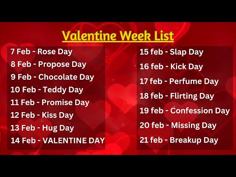 Valentine Week List 2024 | February Days List 2024 | Happy Valentine's Day Status 2024 | Love Status