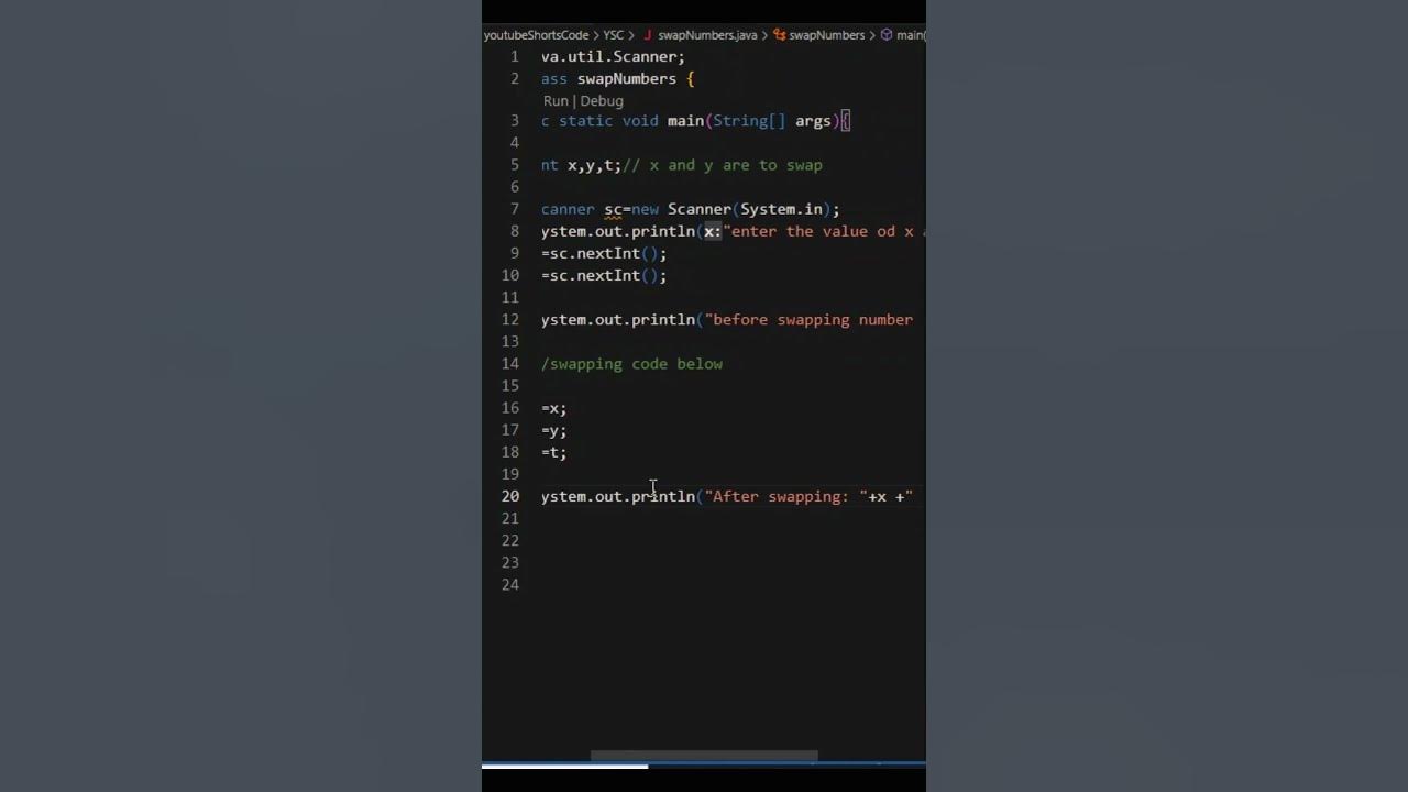 Swapping Two Numbers Java Program Shorts Java Programming Programmer Youtube