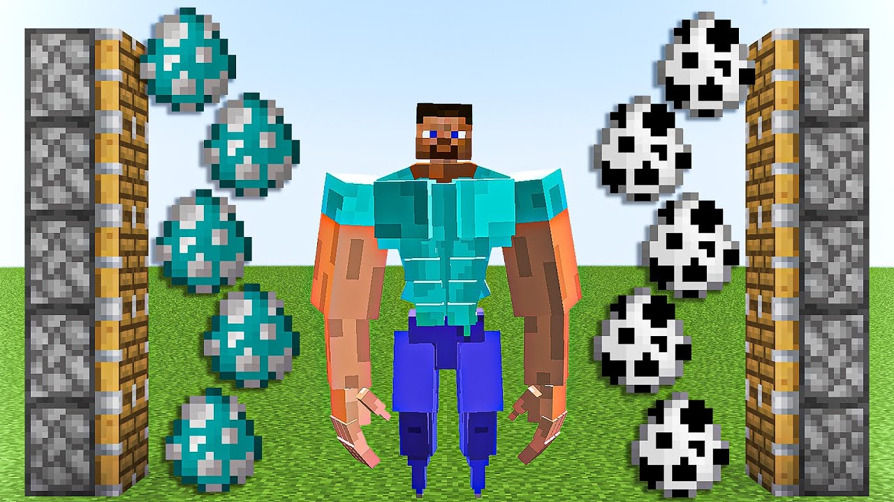 Buffed Steve + HEROBRINE egg + Entity 303 egg - YouTube