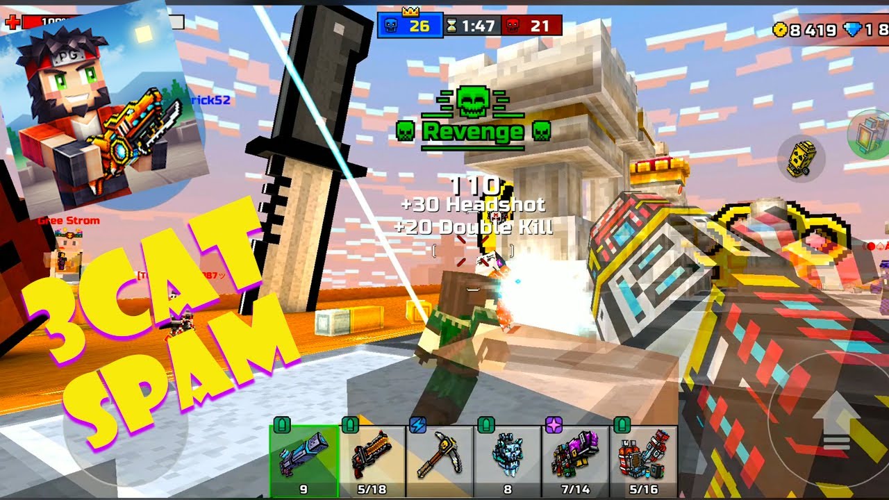 Pixel Gun 3D - 3 CAT SPAM *SORRY* - My First Time (Check Mate) - YouTube