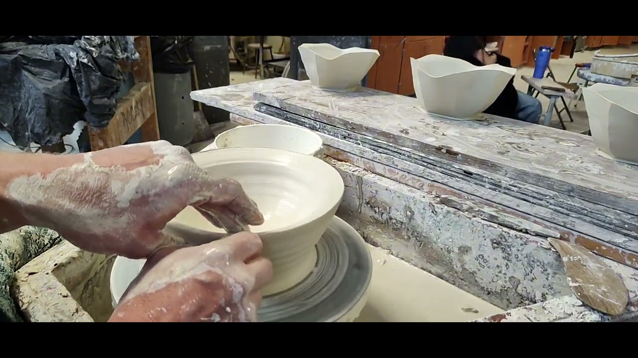 Faceted Porcelain Bowls start to finish on a Leach-style treadle wheel ...