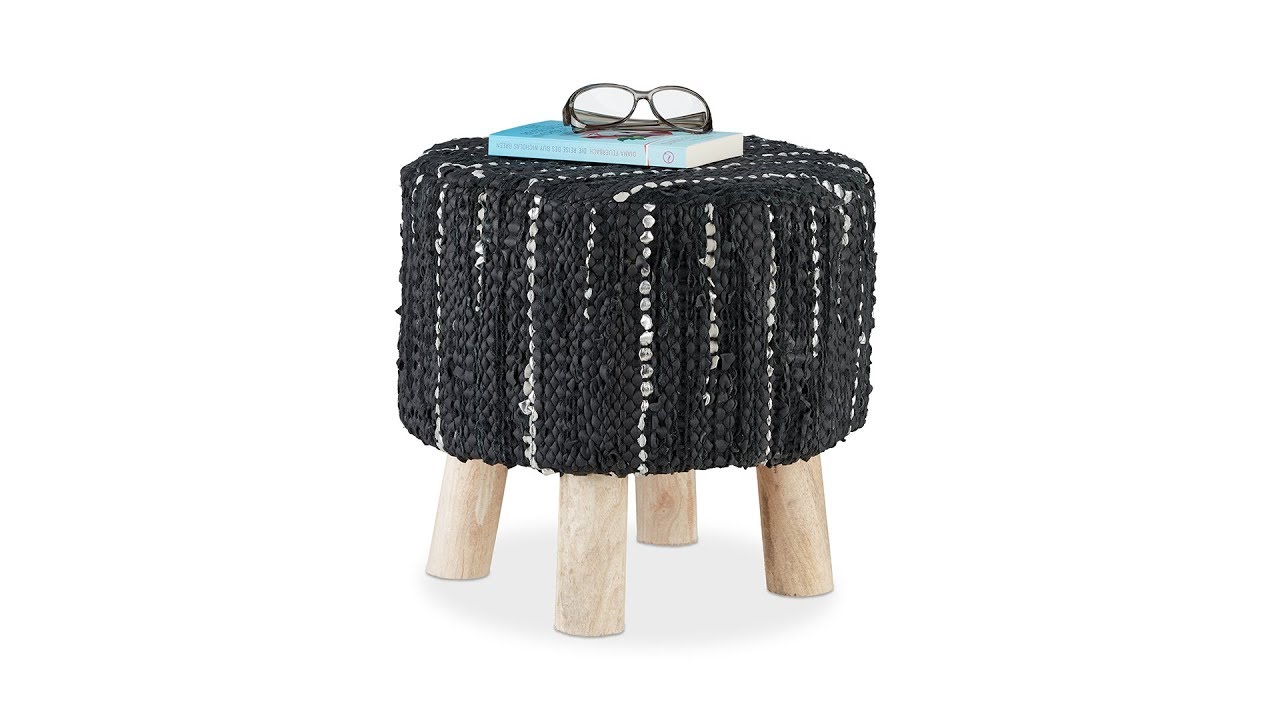 Hocker schwarz mit Lederpolster - YouTube