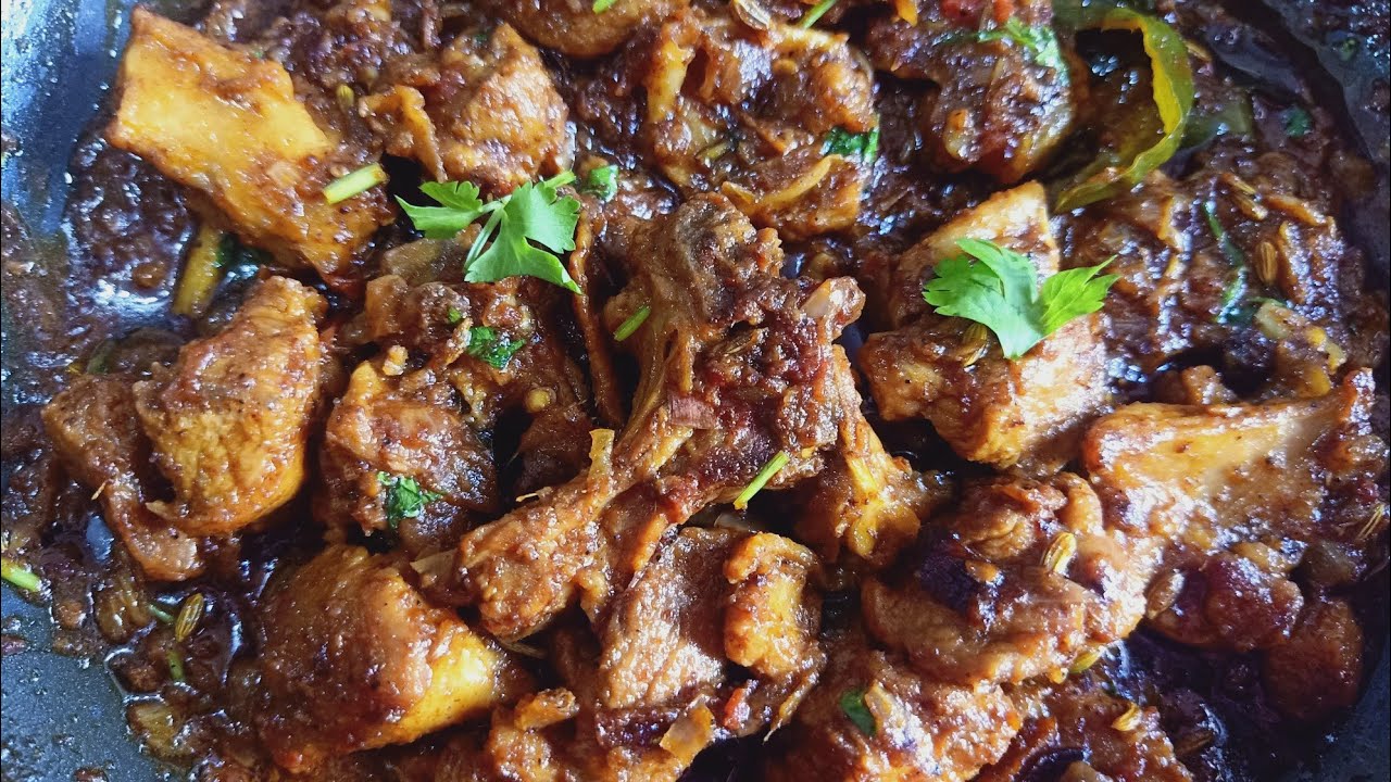 Spicy mutton fry Andhra style / How to make mutton roast / Simple ...