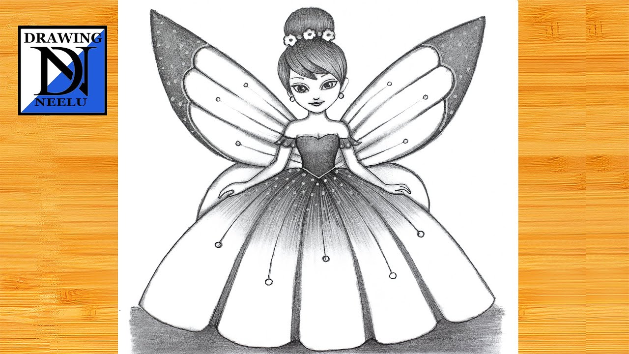 How to draw a Little Girl Butterfly wings || Pencil sketch for beginner ...