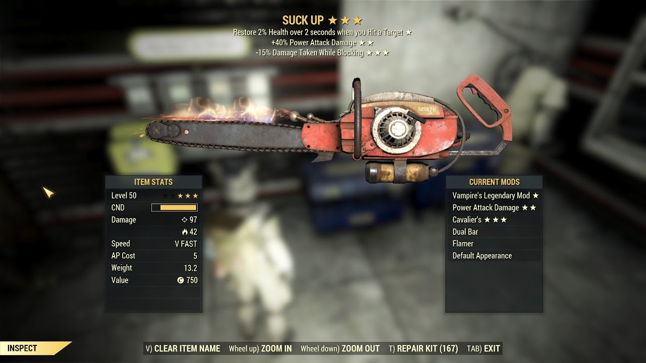 Fallout 76 Bloodied Chainsaw Build 2023 - YouTube
