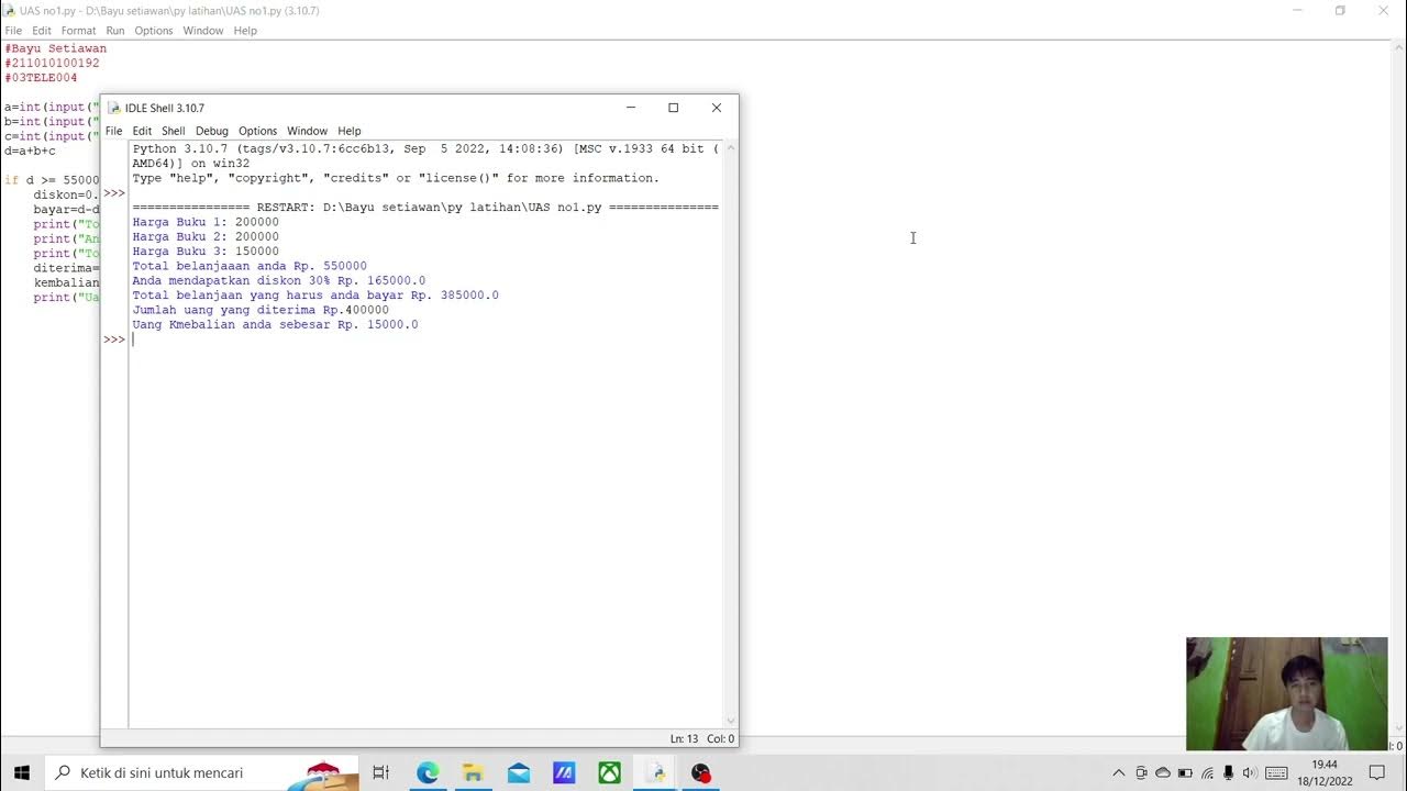 UAS Dasar Komputer dan Pemrograman-Program Membuat kasir - YouTube