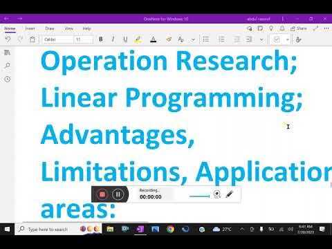 Operation research : - ( Linear programming; advantages; Limitations ...
