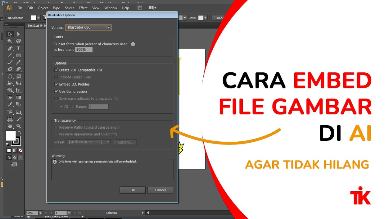 Cara Save File AI agar Gambar Tidak Hilang Embed - YouTube