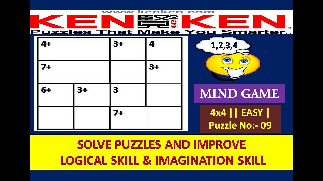 How to solve KENKEN Puzzle 4x4 ||EASY|| Puzzle no: 9|| - YouTube