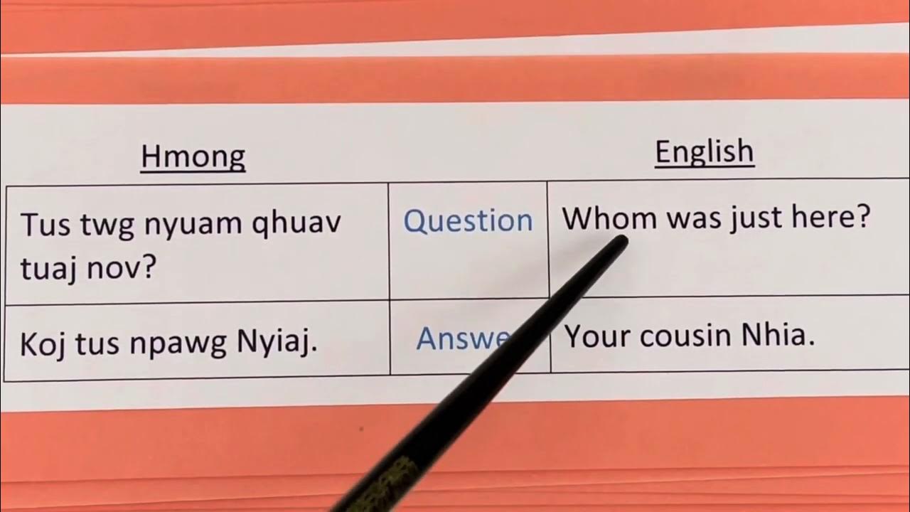 Conversational sentences in Hmong using the English words "Whom" and ...