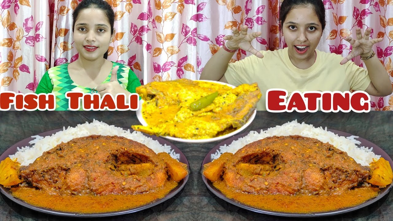 Huge Spicy Katla Fish Kalia And Sorse Pomfret With Rice Eating ...