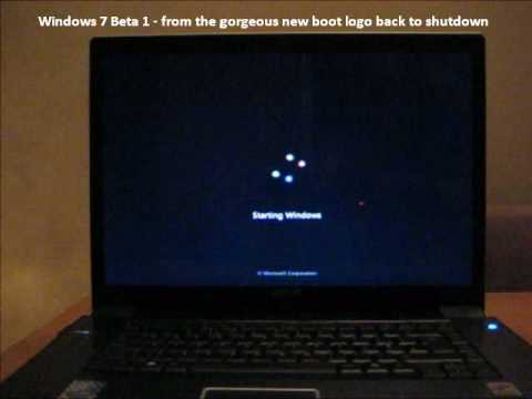 Windows 7 beta 1 - from gorgeous new Boot logo to Shutdown - YouTube