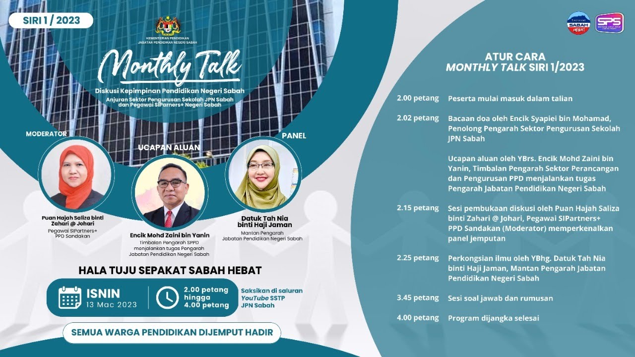 Monthly Talk Siri 1/2023 : Hala Tuju Sepakat Sabah Hebat - YouTube